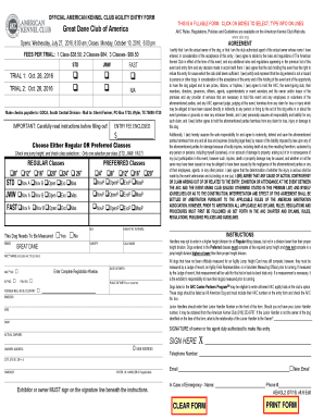 Fillable Online OFFICIAL AMERICAN KENNEL CLUB AGILITY ENTRY FORM THIS ...