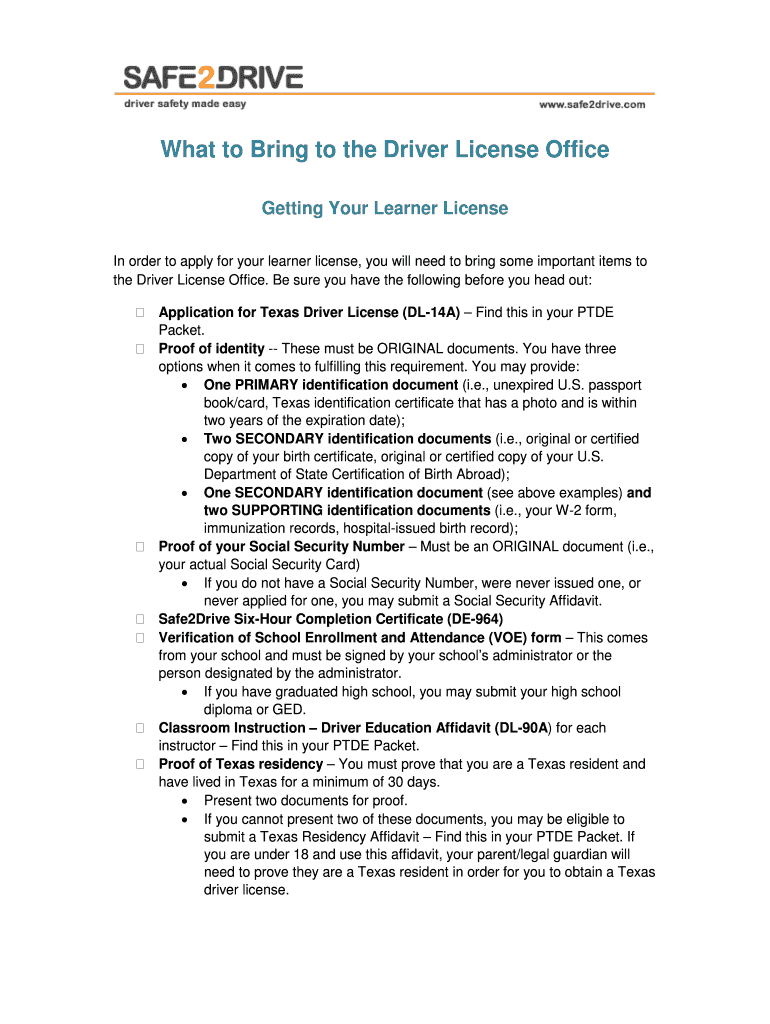 Fillable Online Getting Your Learner License Fax Email Print - pdfFiller