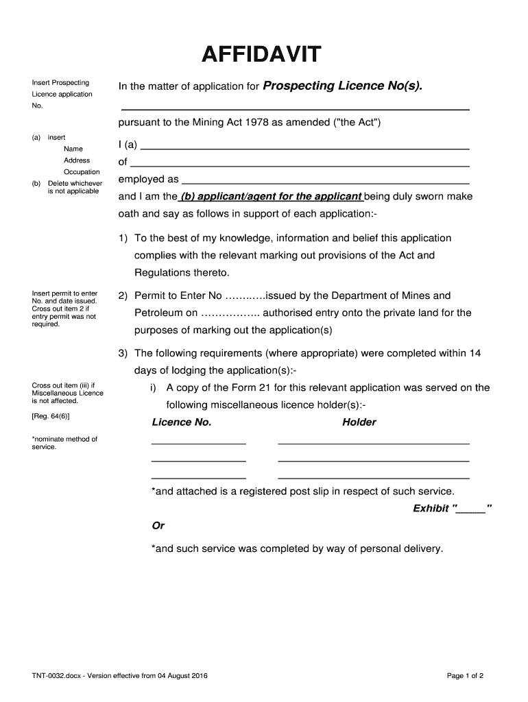 Fillable Online dmp wa gov Affidavit P Private Land - dmp.wa.gov.au ...
