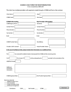 Fillable Online dhs state il SHARED CASE FORM FOR REDETERMINATION Fax ...