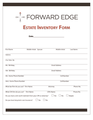 Fillable Online forwardedge EstatE InvEntory Form - forwardedge.org Fax ...