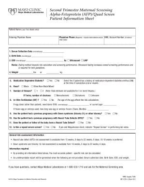 Fillable Online mayo MML - Second Trimester Maternal Screening Alpha ...