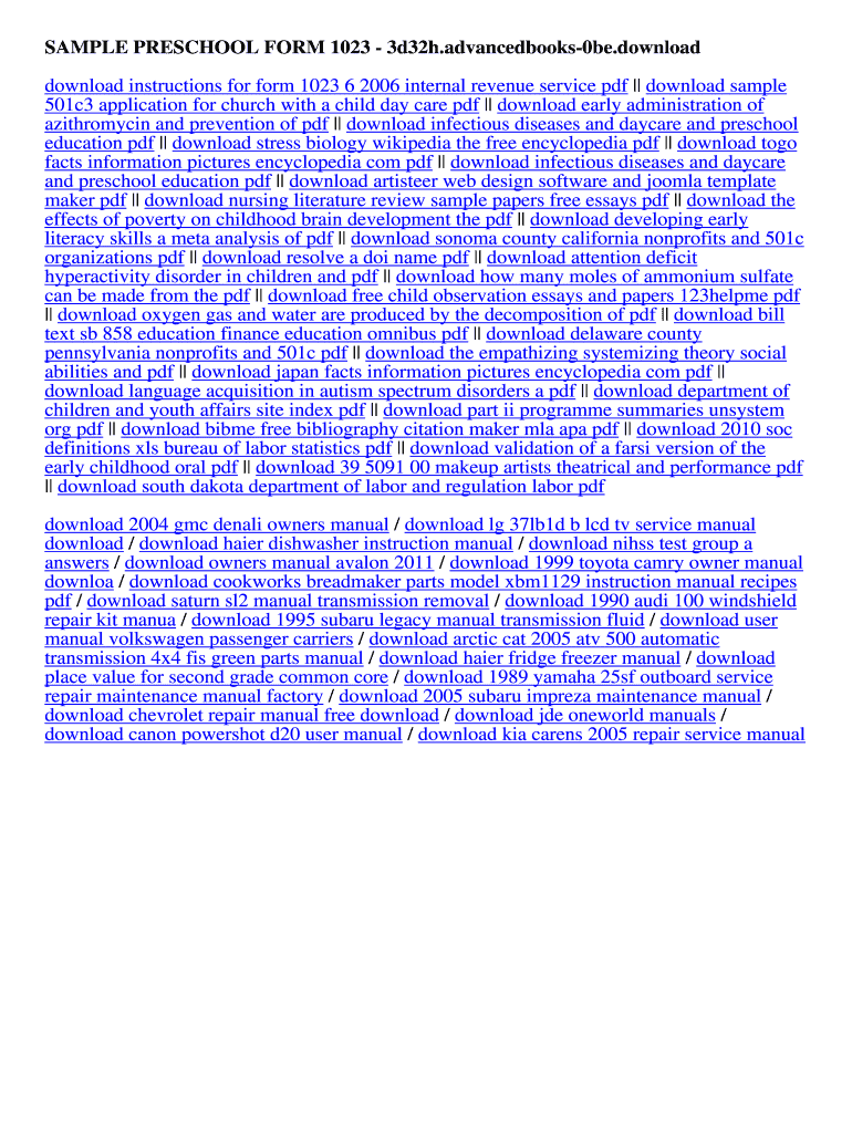 Fillable Online 3d32h advancedbooks-0be SAMPLE PRESCHOOL FORM 1023 ...