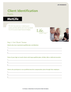 Fillable Online Client Identification - assets.metlife.com Fax Email ...