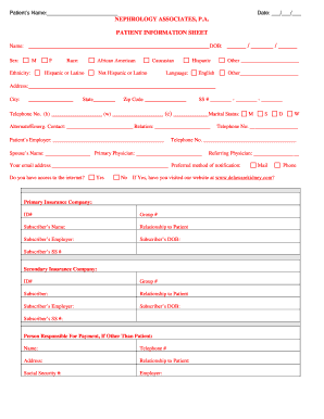 Nephrology Sheet - Fill Online, Printable, Fillable, Blank | pdfFiller