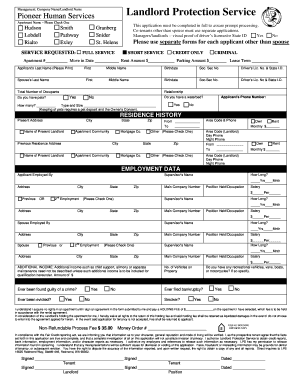 Fillable Online pioneerhumanservices PHS Rental Application ...
