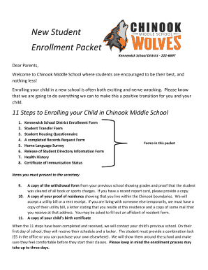 Fillable Online chinook ksd chinookksdorg form Fax Email Print - pdfFiller