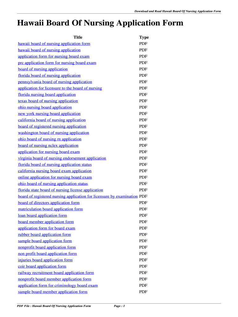 Fillable Online Hawaii Board Of Nursing Application Form. hawaii board ...