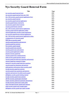 Fillable Online Nys Security Guard Renewal Form. nys security guard ...