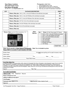 Fillable Online Stars Dance 2015 Order Form.doc Fax Email Print - pdfFiller