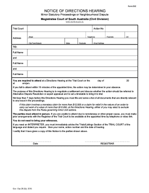 Fillable Online Form 23C - Notice of Directions Hearing.dot Fax Email ...