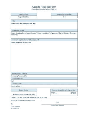 Fillable Online Agenda Request Form - cherokeek12.net Fax Email Print ...