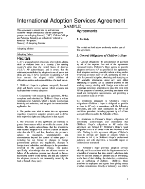 Fillable Online SAMPLE International Adoption Services Agreement 4-12 ...