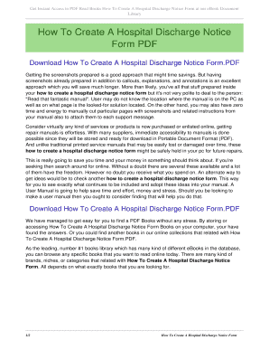 Fillable Online hnanny How To Create A Hospital Discharge Notice Form ...
