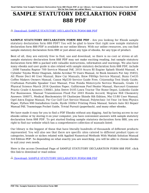 Fillable Online passthesalt SAMPLE STATUTORY DECLARATION FORM 888 PDF ...