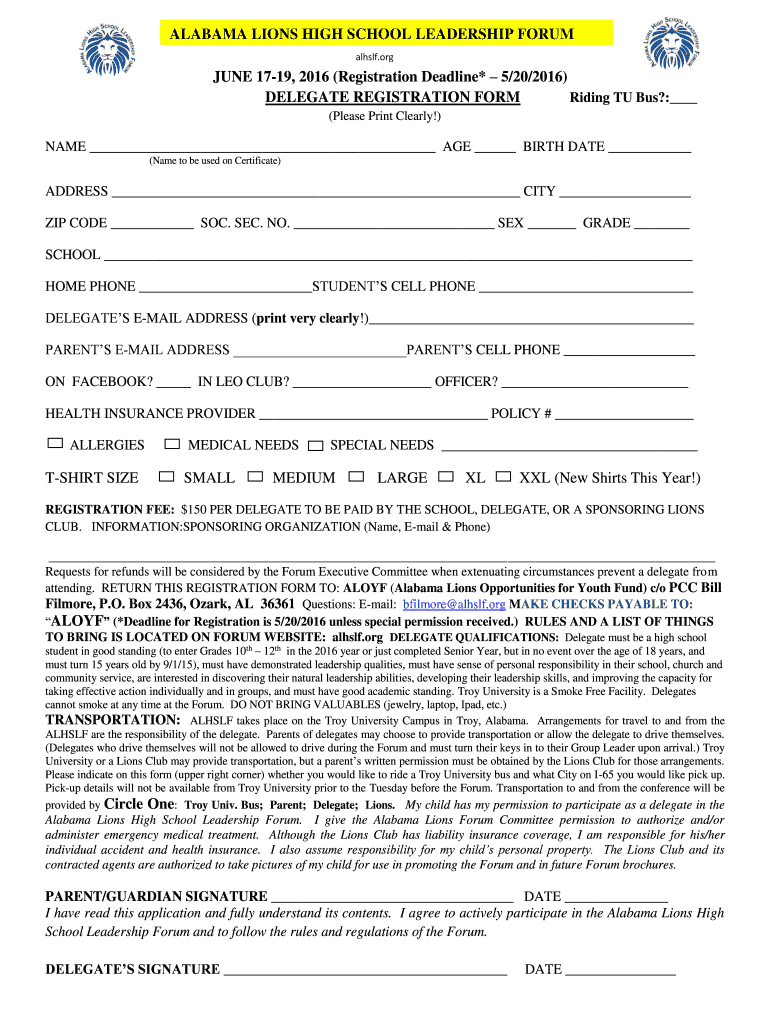 Fillable Online alhslf Printable Registration - alhslf Fax Email Print ...