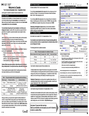 Fillable Online Customs Declaration Card RV Welcome to Canada Part A ...
