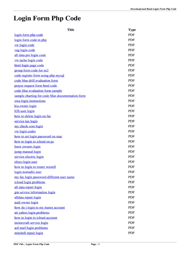 Fillable Online vcob acevo Login Form Php Code. login form php code Fax Email Print - pdfFiller