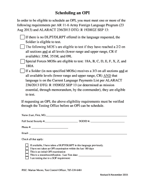 Fillable Online riley army Scheduling an OPI - Fort Riley Fax Email ...