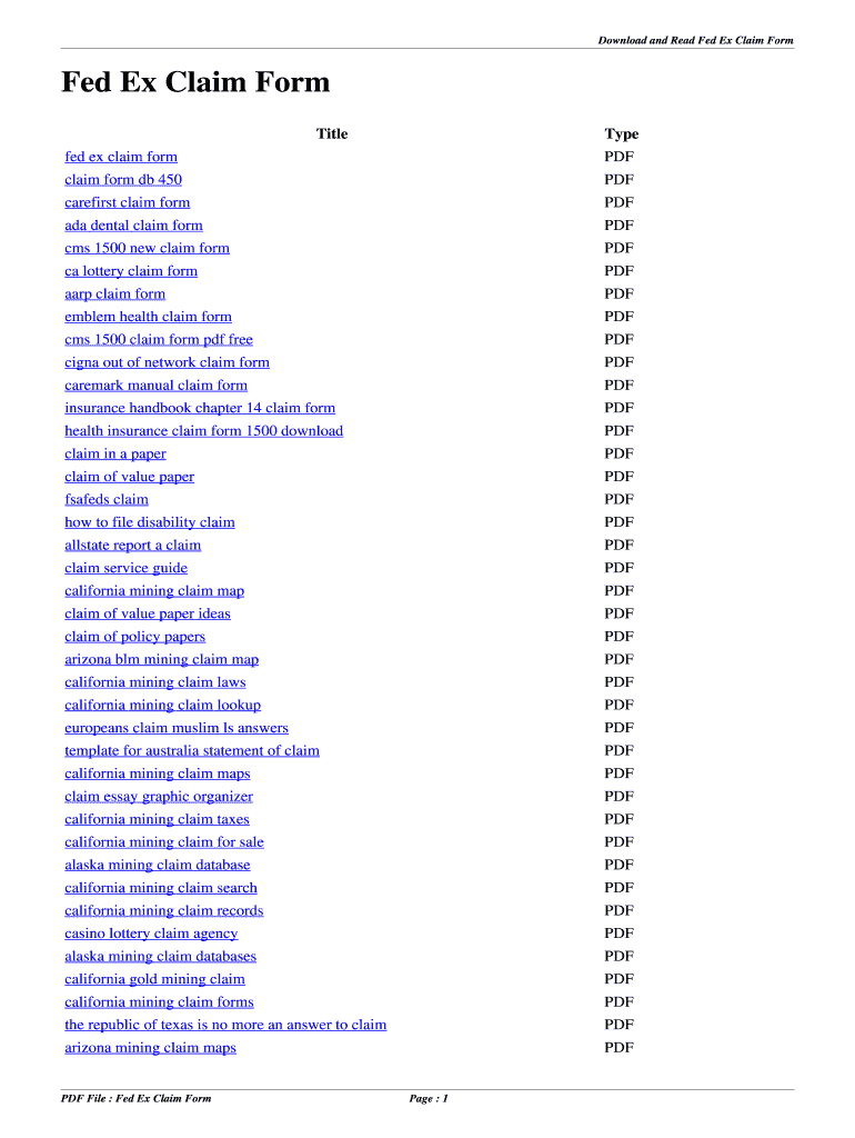 Fillable Online listify Fed Ex Claim Form. fed ex claim form Fax Email ...