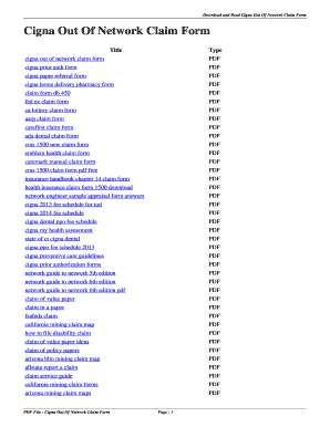 Fillable Online newsmagz Cigna Out Of Network Claim Form. cigna out of ...
