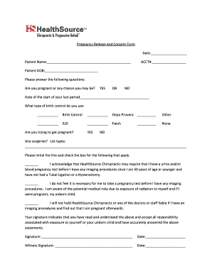 Fillable Online Pregnancy Release and Consent Form - drwrightdc.com Fax ...