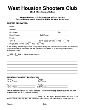 Fillable Online IDPA & 3-Gun Membership Form - Version MJB Fax Email ...