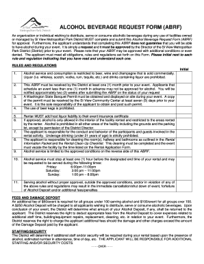 Fillable Online ALCOHOL BEVERAGE REQUEST FORM (ABRF) - siviewpark.org ...