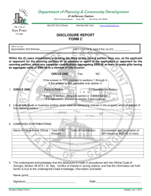 Fillable Online Georgia DISCLOSURE REPORT FORM C - eastpointcity.org ...