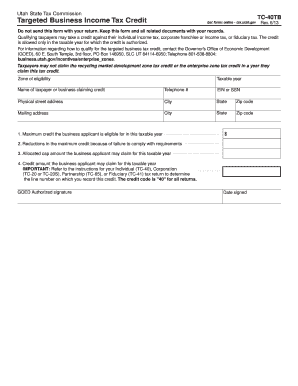 Fillable Online Targeted Business IncomeTax Credit TC-40TB Get forms ...