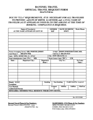Fillable Online OFFICAL TRAVEL REQUEST FORM - Marine Forces Reserves ...