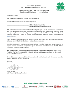 Fillable Online www1 agric gov ab 4-H Leader Screening Instruction and ...