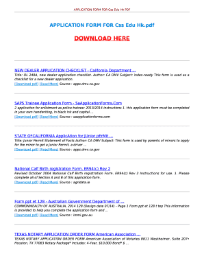 Fillable Online APPLICATION FORM FOR CSS EDU HK. APPLICATION FORM FOR CSS EDU HK Fax Email Print ...