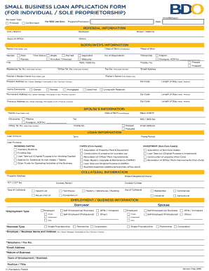 Fillable Online SMALL BUSINESS LOAN APPLICATION FORM (FOR INDIVIDUAL ...