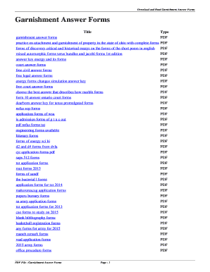 Fillable Online Garnishment Answer Forms. garnishment answer forms Fax ...