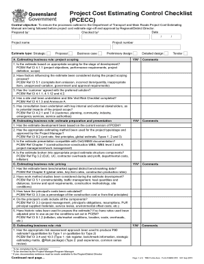 Fillable Online support transport qld gov Project Cost Estimating ...
