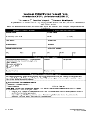 Fillable Online Coverage Determination Request Form nintedanib (OFEV ...