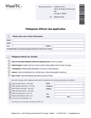Fillable Online Philippines Visa Application for Citizens of United ...