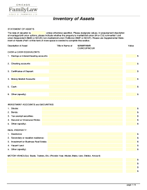 Fillable Online Inventory of Assets - Chicago Family Law Fax Email ...