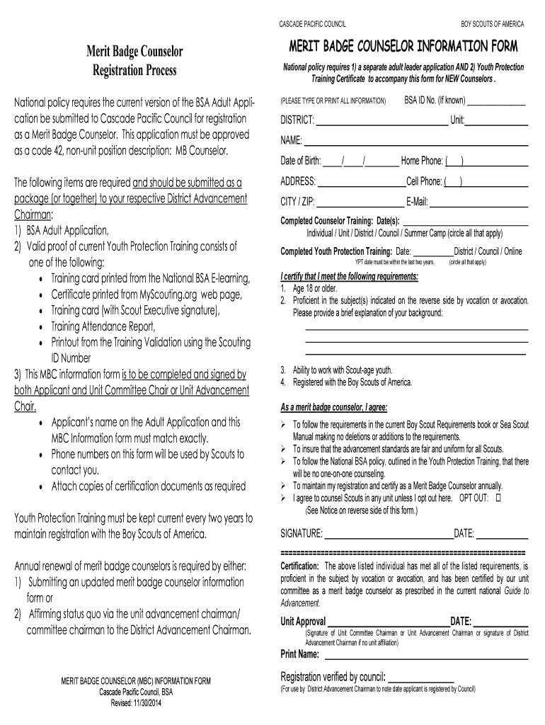 Fillable Online bsa-troop430 Merit Badge Counselor Registration Process ...