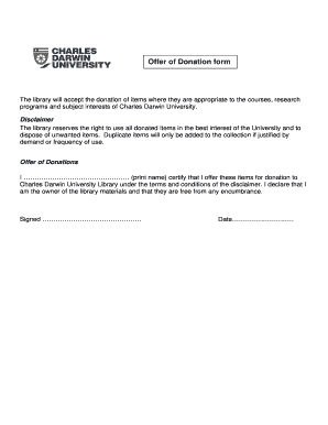 Fillable Online cdu edu Offer Of Donation form.doc - cdu edu Fax Email ...