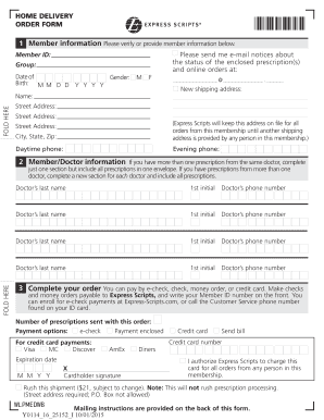 Fillable Online Express Scripts Home Delivery Prescription Order Form ...