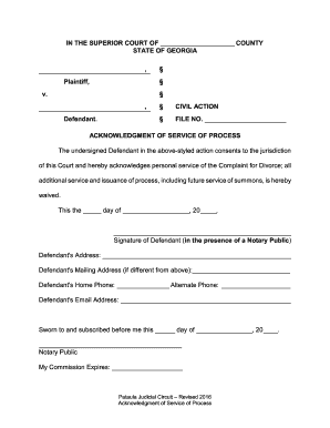 Fillable Online Acknowledgment of Service of Process Fax Email Print ...