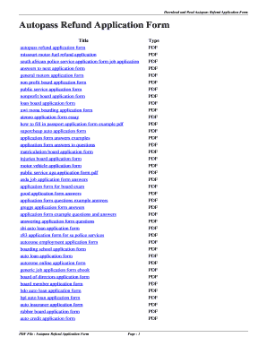 Fillable Online Autopass Refund Application Form. autopass refund ...