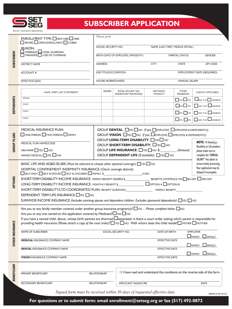 Fillable Online port-huron k12 mi SUBSCRIBER APPLICATION - port-huron.k12.mi.us Fax Email Print ...