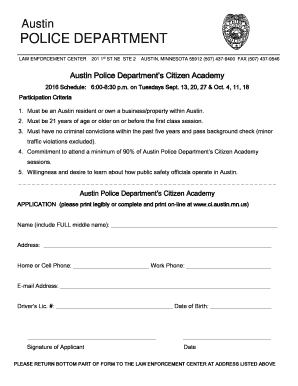Fillable Online Austin POLICE DEPARTMENT - ci.austin.mn.us Fax Email ...