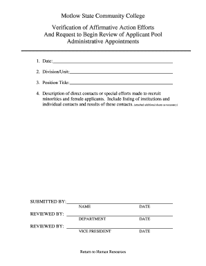 Fillable Online mscc Verification of Affirmative Action Efforts Fax Email Print - pdfFiller