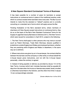 Fillable Online 8 New Square Standard Contractual Terms of Business Fax Email Print - pdfFiller