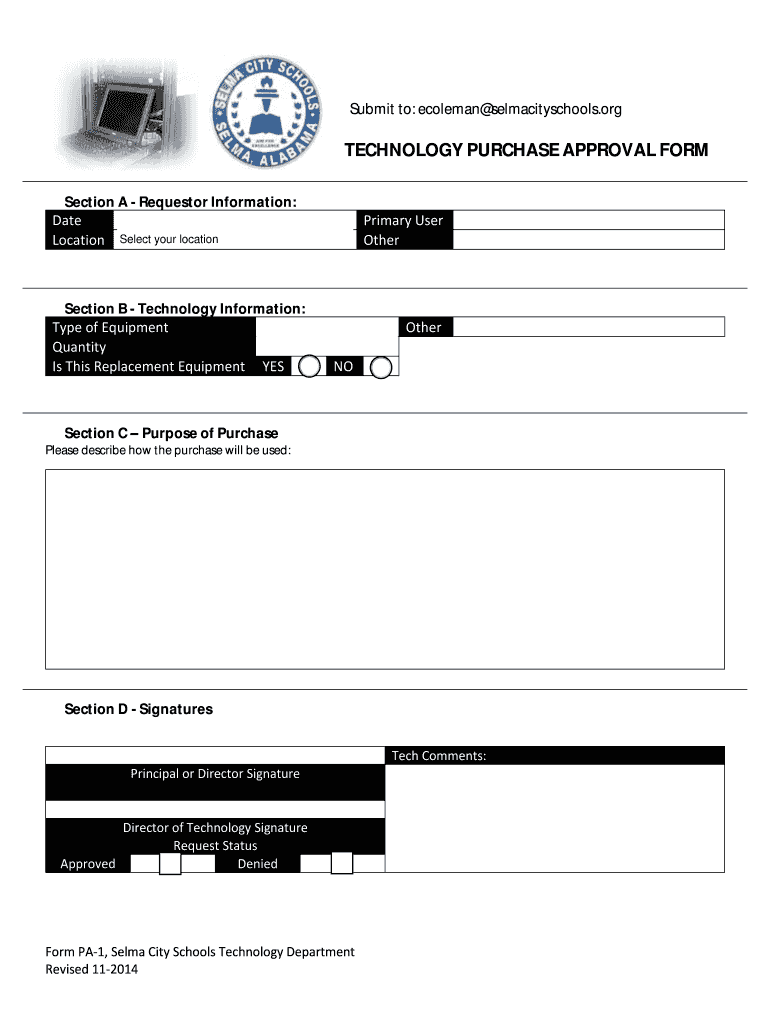 Fillable Online images pcmac TECHNOLOGY PURCHASE APPROVAL FORM - images ...