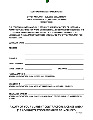 Fillable Online CONTRACT REGISTRATION FORM - Midland, MI Fax Email ...